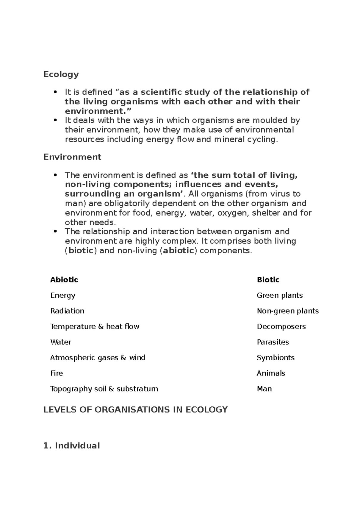 Environment NET Notes - just for refrence some study material - Ecology ...