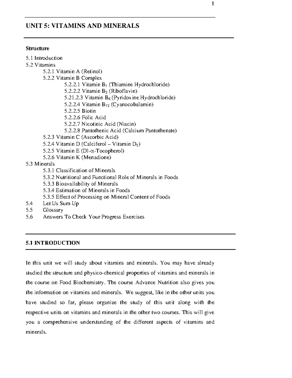 MFN-008 Unit 5 - Vitamins and Minerals - UNIT 5: VITAMINS AND MINERALS ...