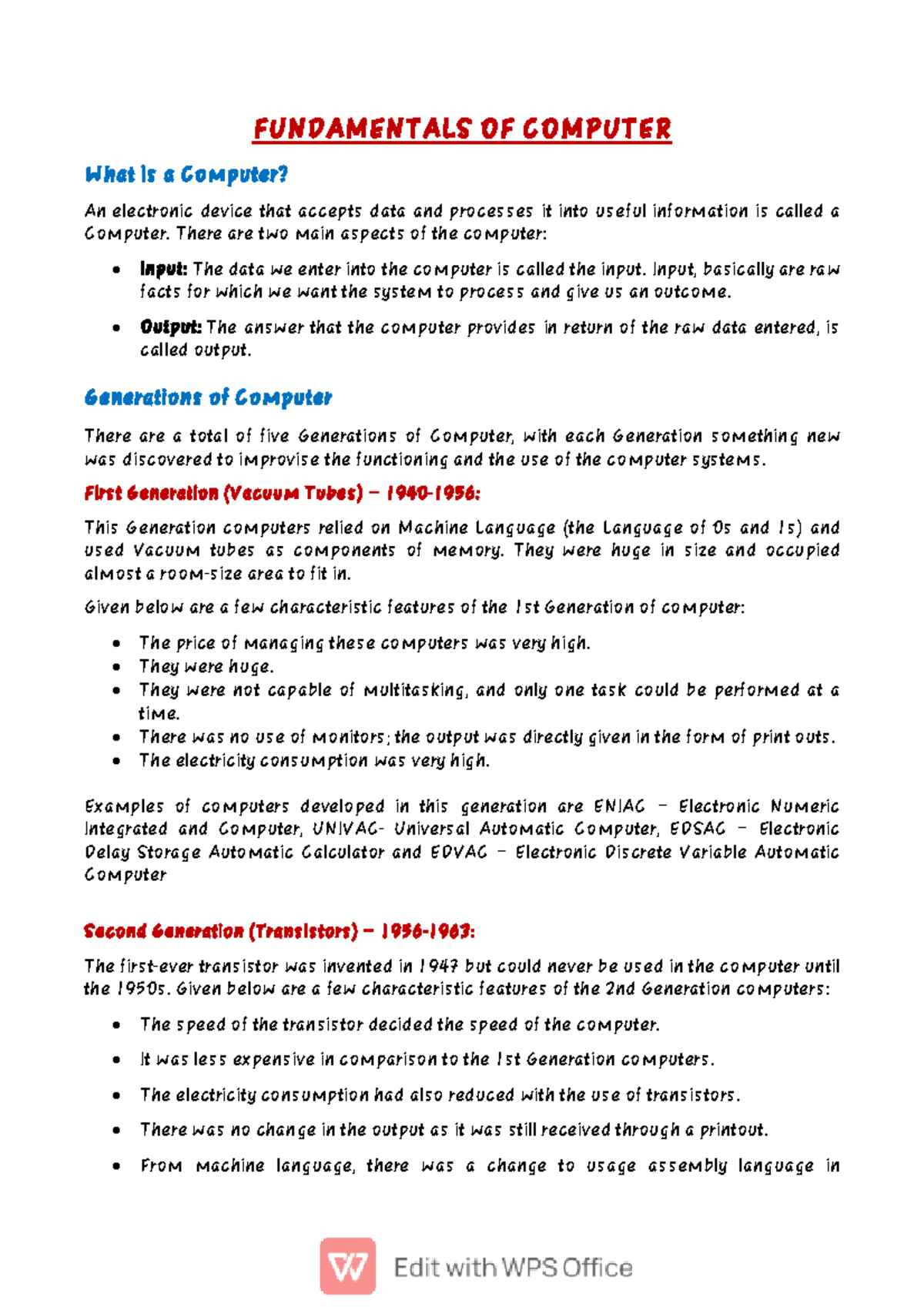 Fundamentals of computer - FUNDAMENTALS OF COMPUTER What is a Computer ...