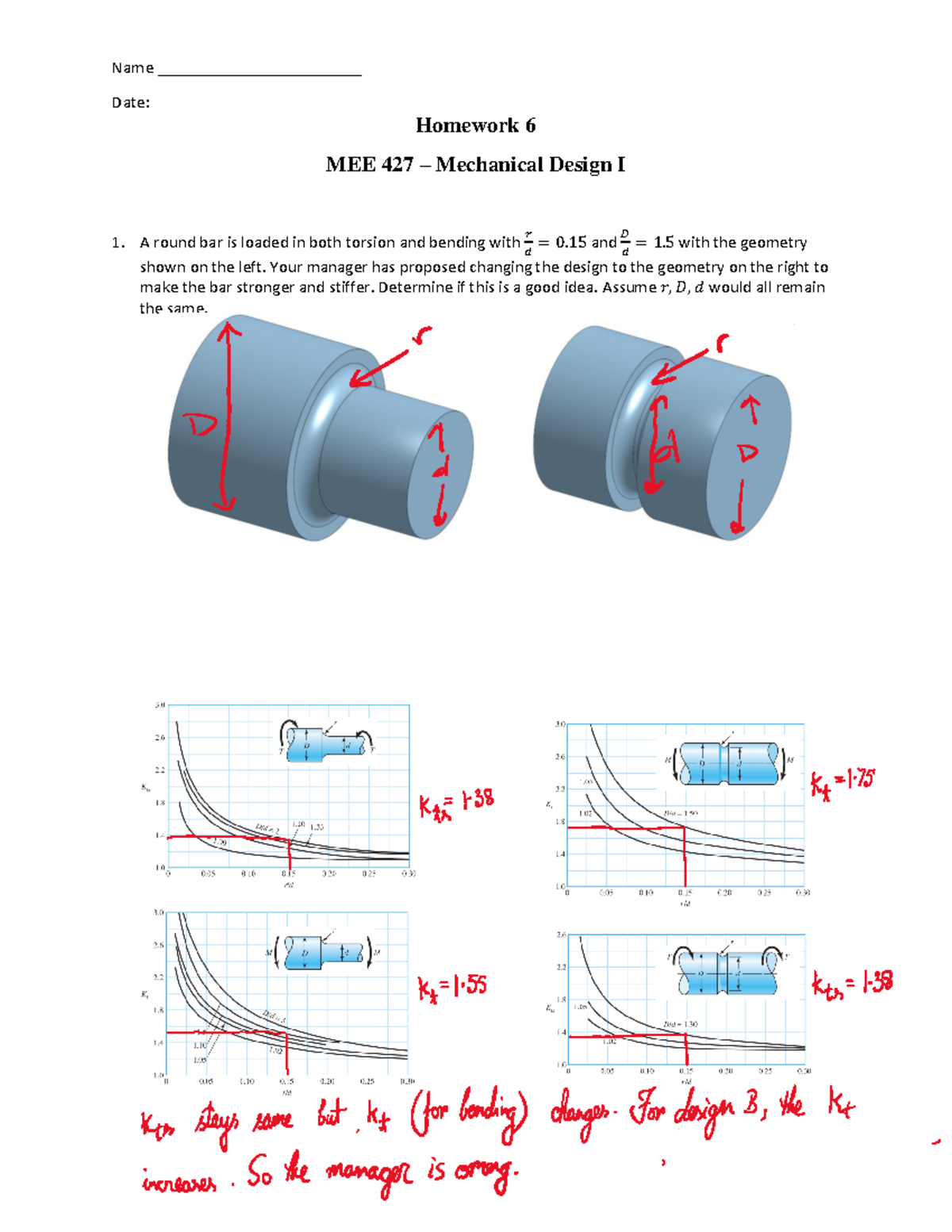 MEE 427 Homework 6 Solutions - Name ________________________ Date: Homework 6 MEE 427 ...