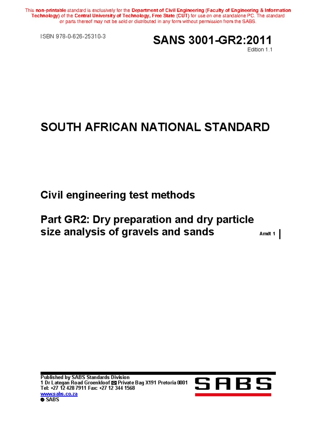 SANS3001-GR2 - NOTES - ISBN 978-0-626-25310- SANS 3001-GR2: Edition 1 ...