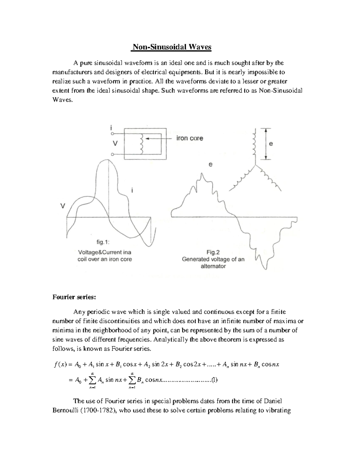 Nonisinusoidal waves - ####### Non-Sinusoidal Waves A pure sinusoidal ...