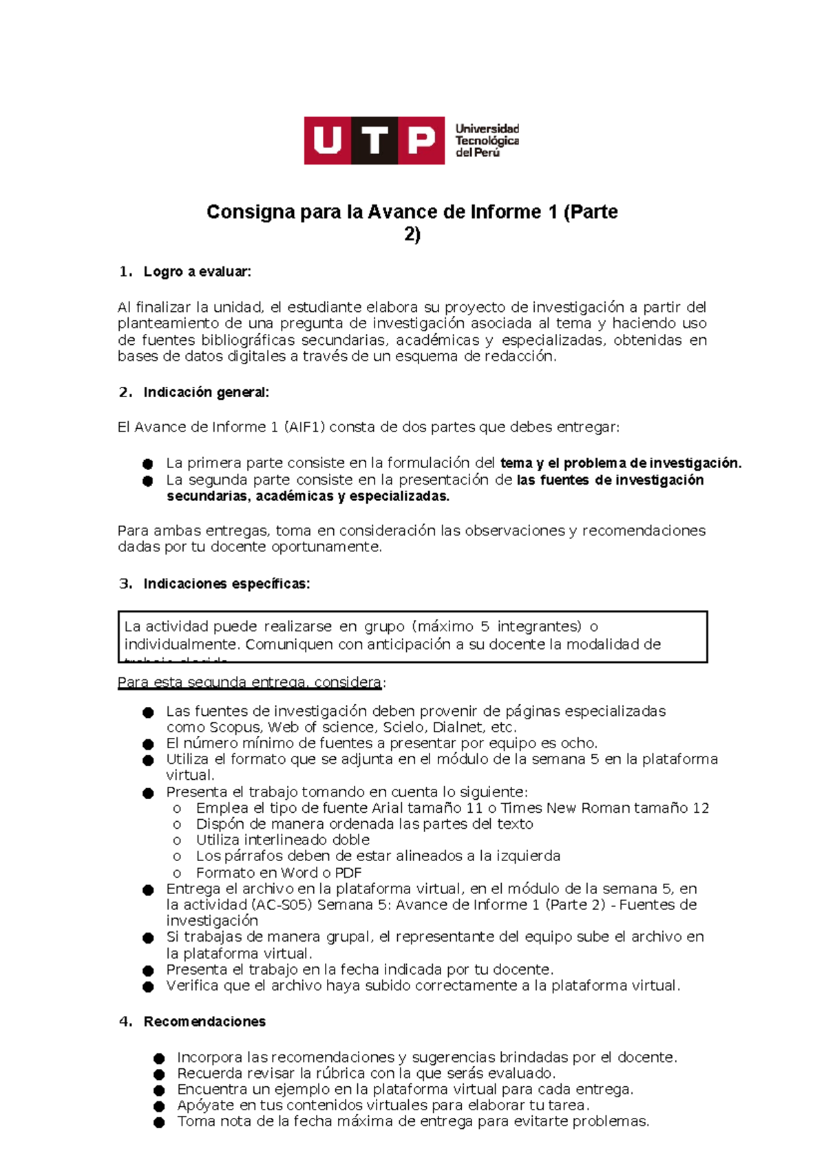 Avance de informe final Terminado - Consigna para la Avance de Informe 1 (Parte 2) 1. Logro a ...
