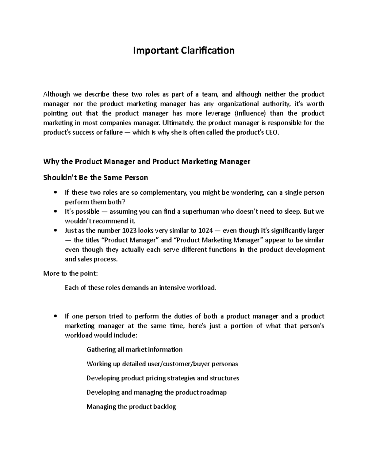 Important Clarification - Important Clarification Although we describe ...