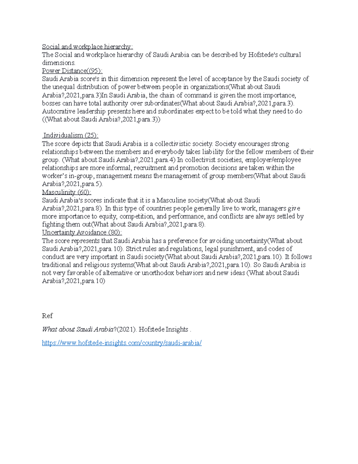 Social and workplace hierarchy of Arab - Power Distance((95): Saudi ...