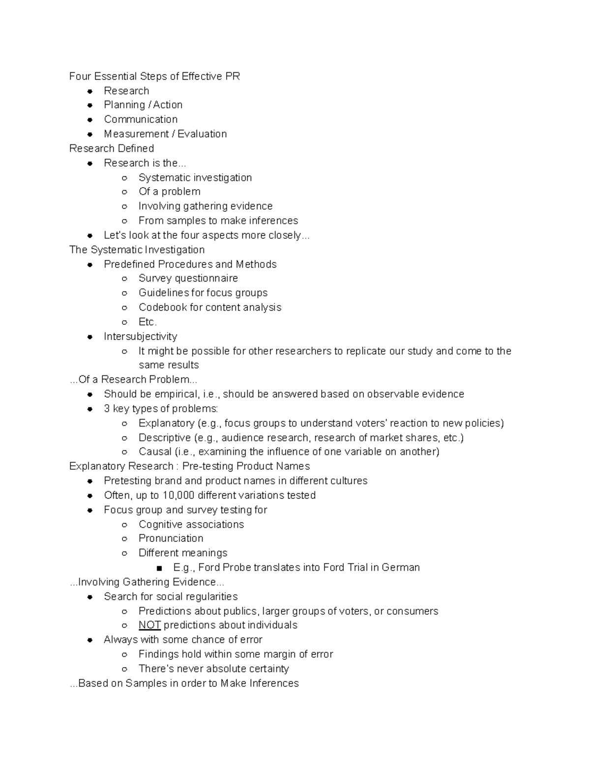 Notes 2 - Four Essential Steps of Effective PR Research Planning ...