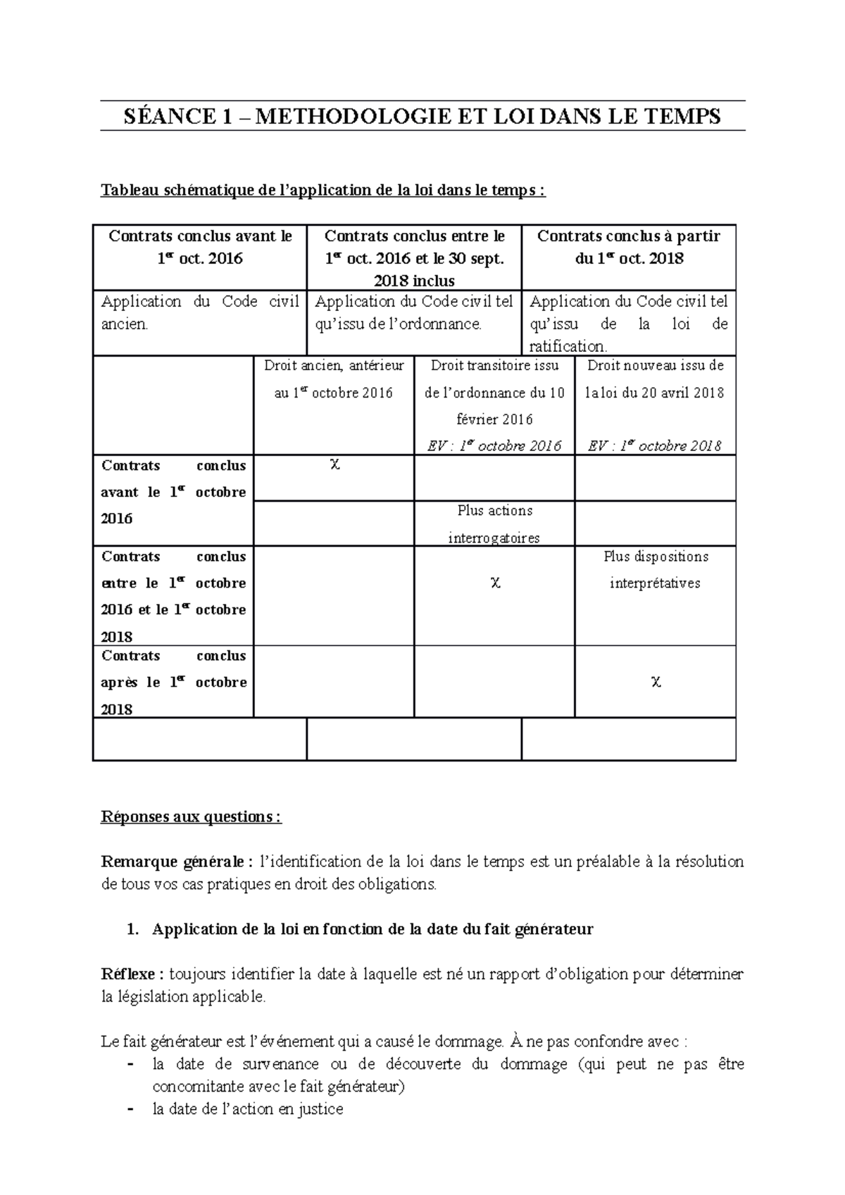 TD Séance 1 - Correction - Droit des obligations - SÉANCE 1 ...