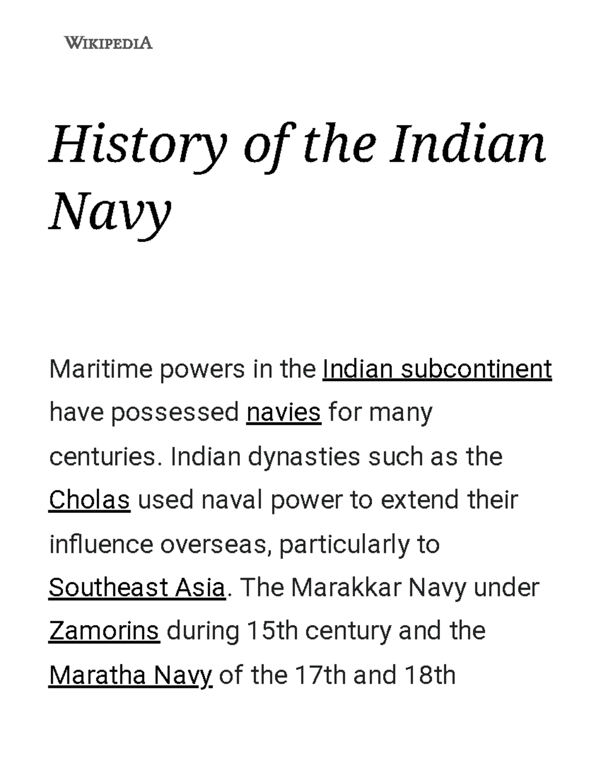 History of the Indian Navy - Wikipedia - History of the Indian Navy ...
