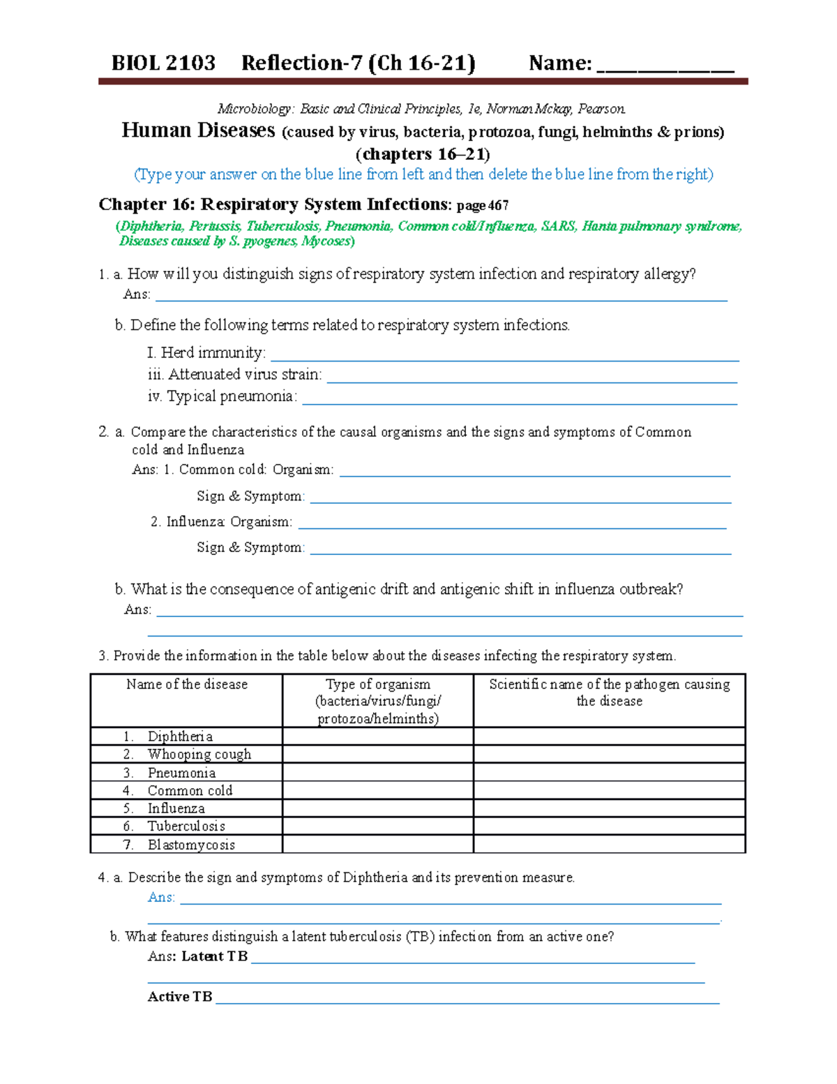 2103 Reflection-7 (Ch 16-21) Sum'23 - Microbiology: Basic and Clinical ...