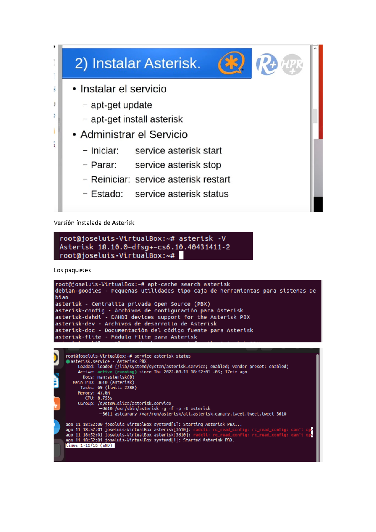 Asterisk comandos - Diseño de sistemas de informacion - Versión instalada de Asterisk Los ...