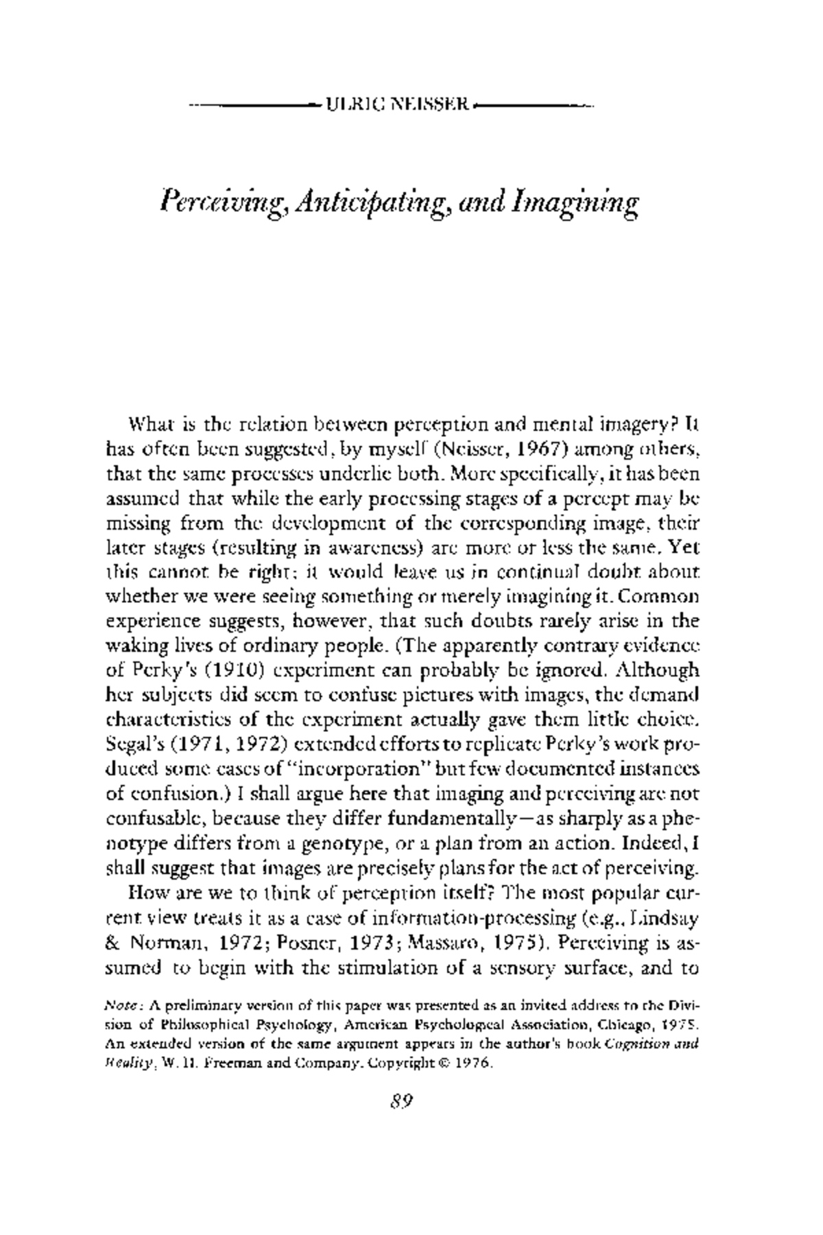 9 05Neisser - saggio dello psicologo Neisser in inglese -ULRIC NEISSER ...