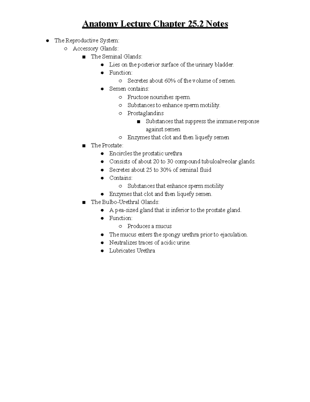 Anatomy Lecture Chapter 25.2 Notes - The Reproductive System: Accessory ...