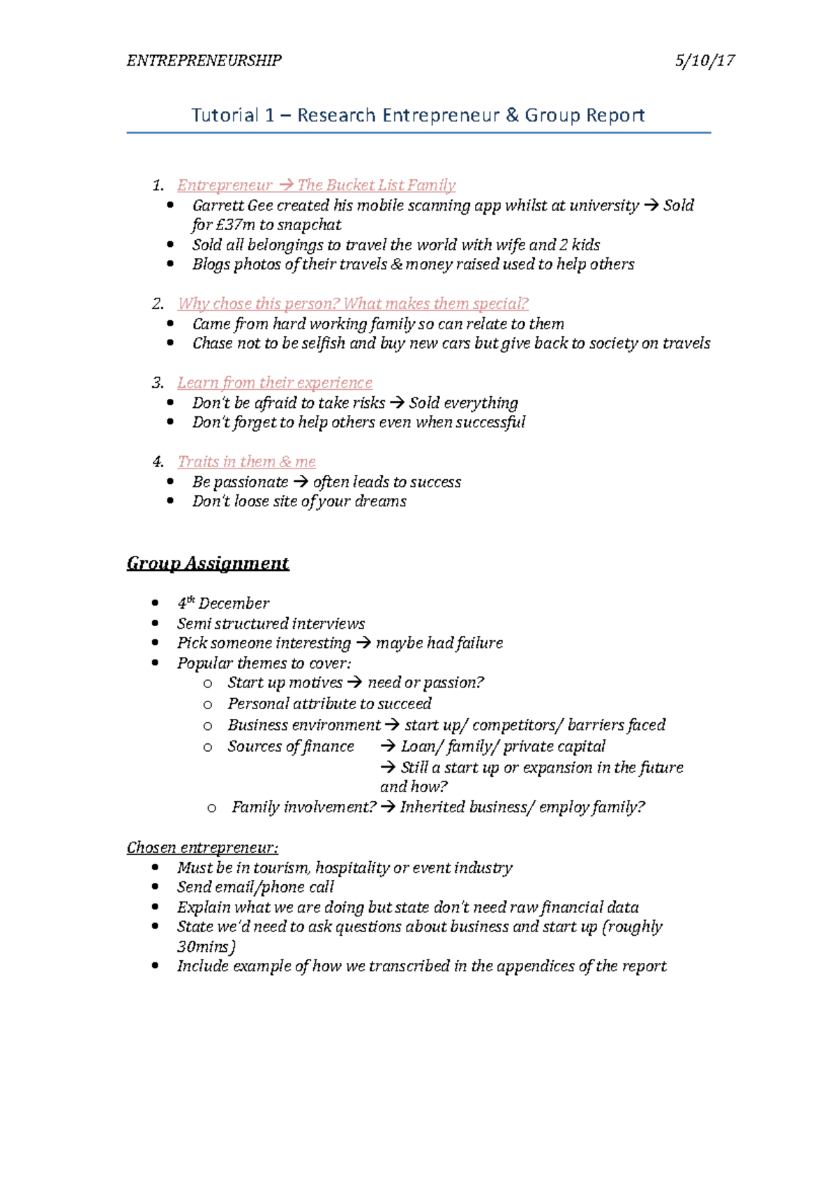 Tutorial 1 – Research Entrepreneur & Report - ENTREPRENEURSHIP 5/10 ...