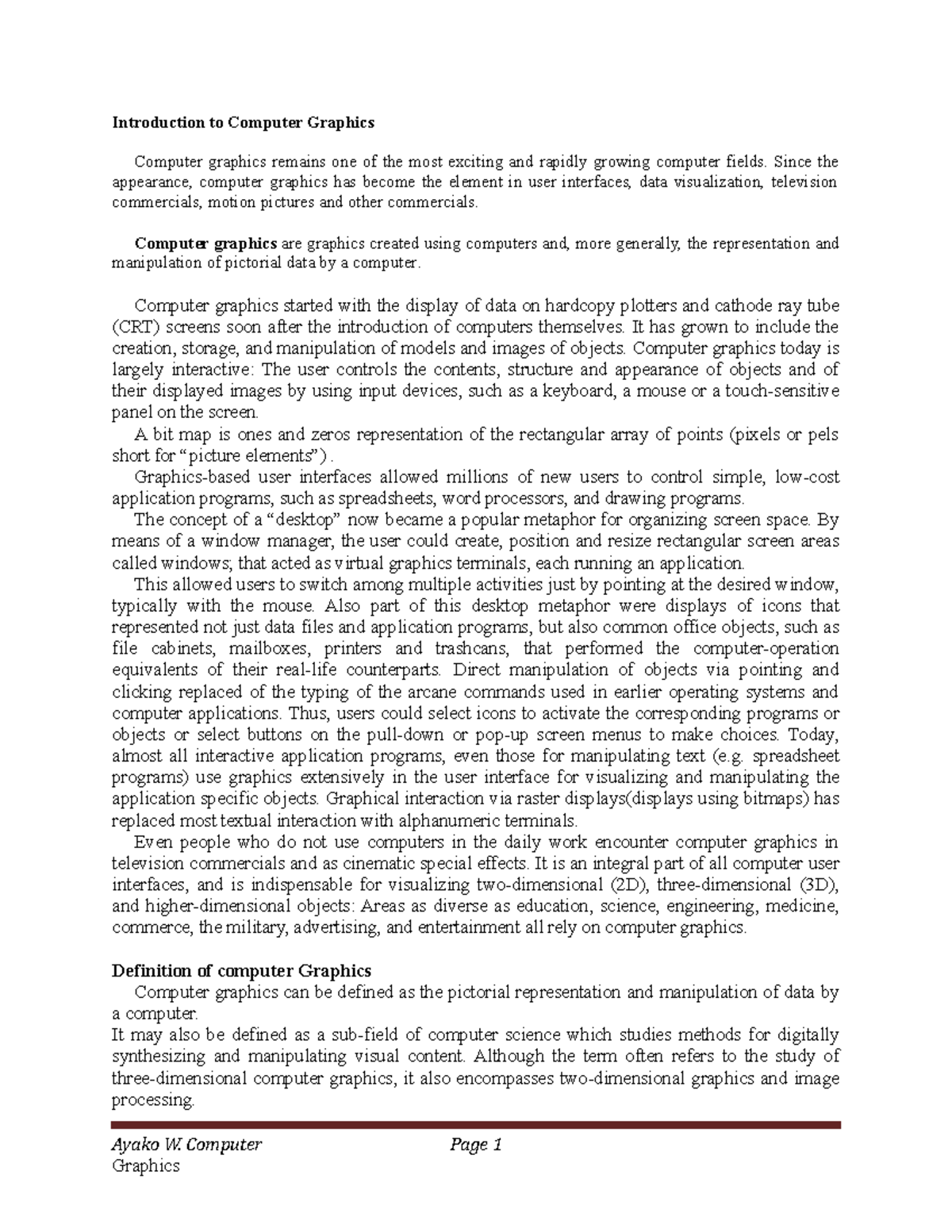 Graphics notes - University Practice Materials for all students ...