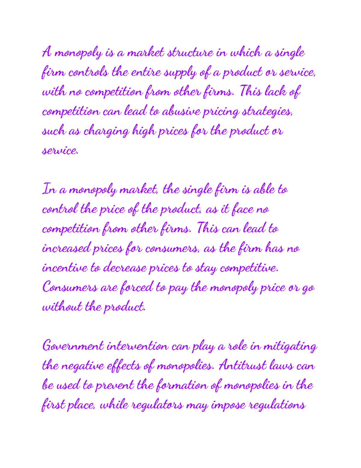 Lecture notes on monopoly - A monopoly is a market structure in which a ...