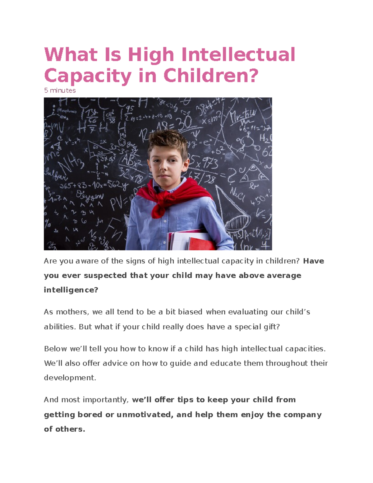 Children - child psychology - What Is High Intellectual Capacity in ...