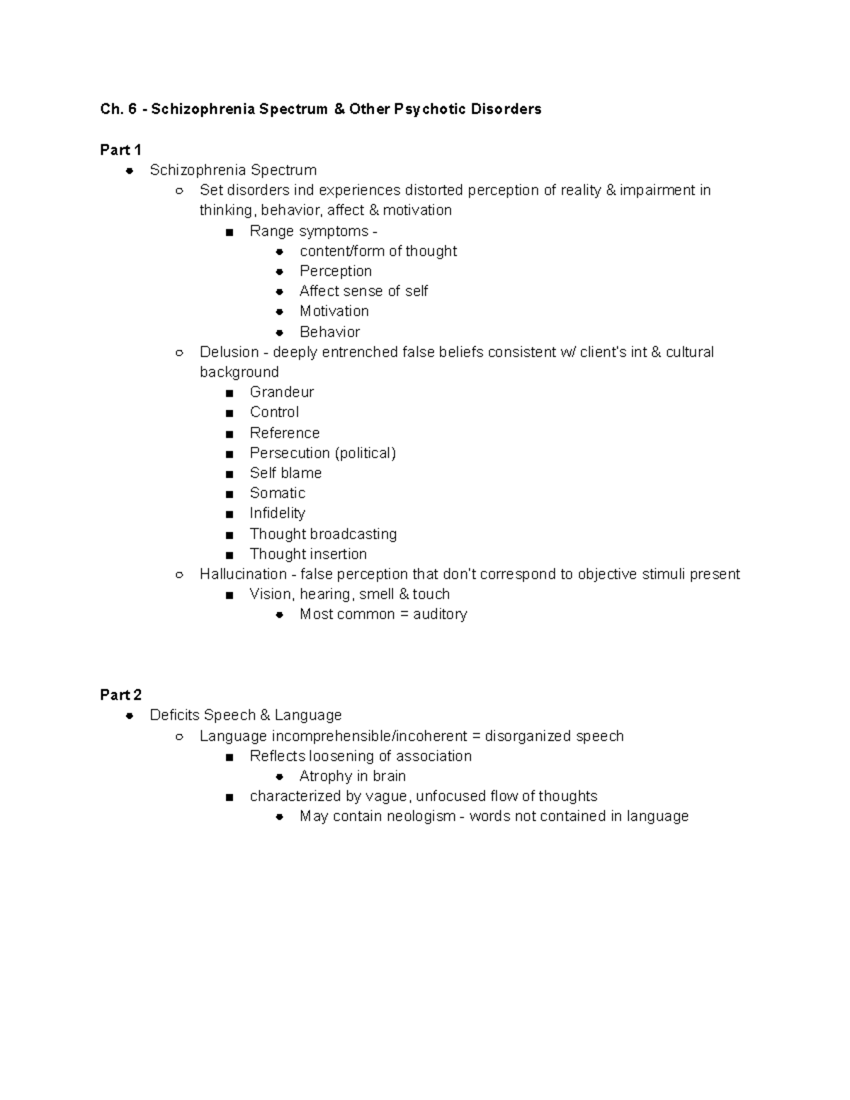 Ch. 6 - Schizophrenia Spectrum & Other Psychotic Disorders - Ch. 6 ...