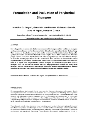 15 Formulation And Evaluation Of Herbal Liquid Shampoo 2020 ...
