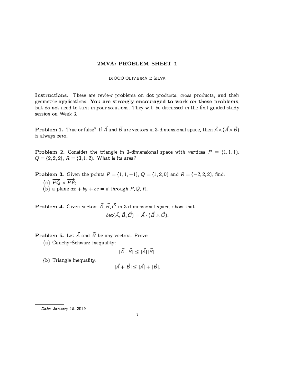 Problem Sheet 1 - 2MVA: PROBLEM SHEET 1 DIOGO OLIVEIRA E SILVA ...