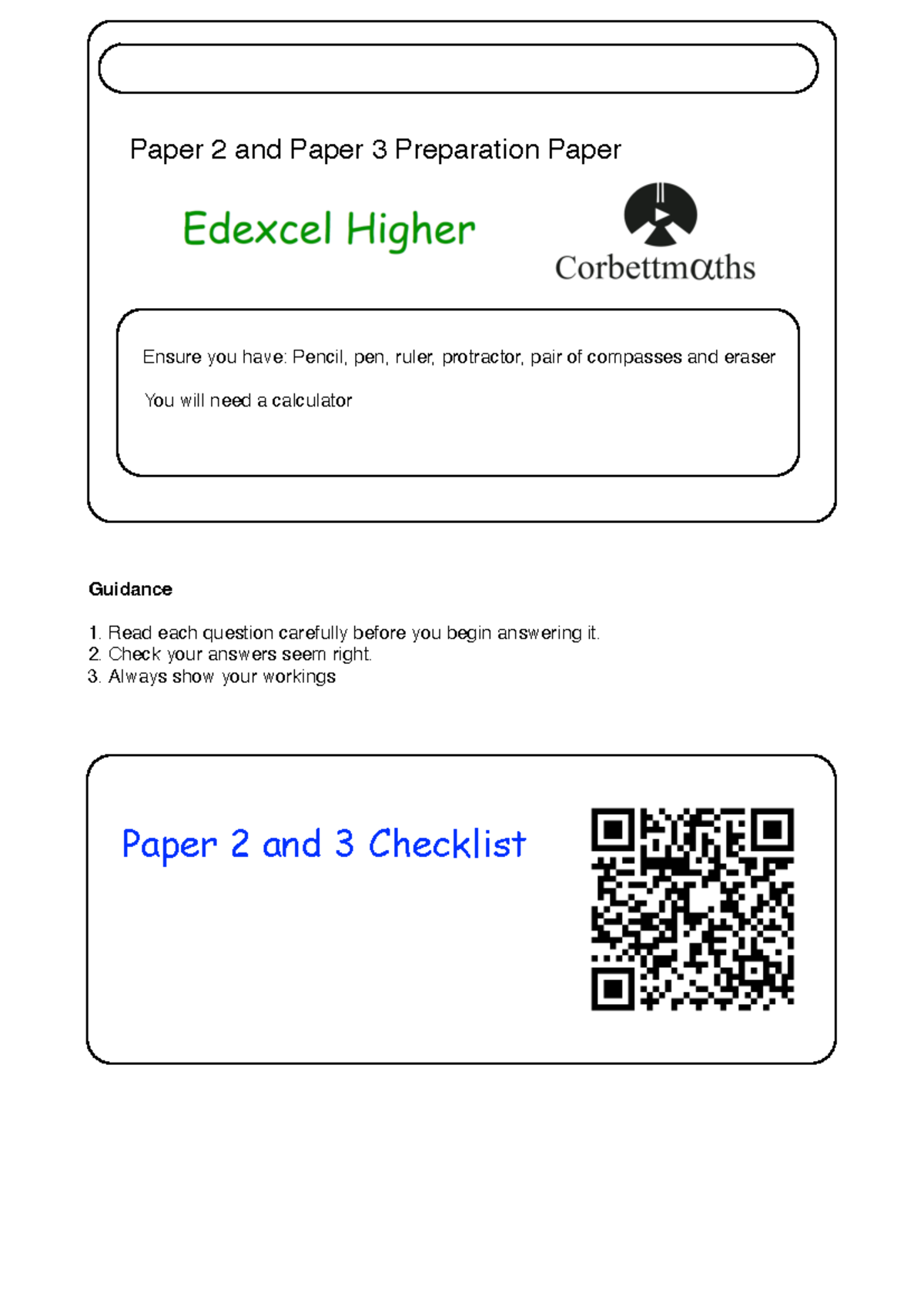 Paper 2 3 Higher Edexcel 2024 - Paper 2 and Paper 3 Preparation Paper ...