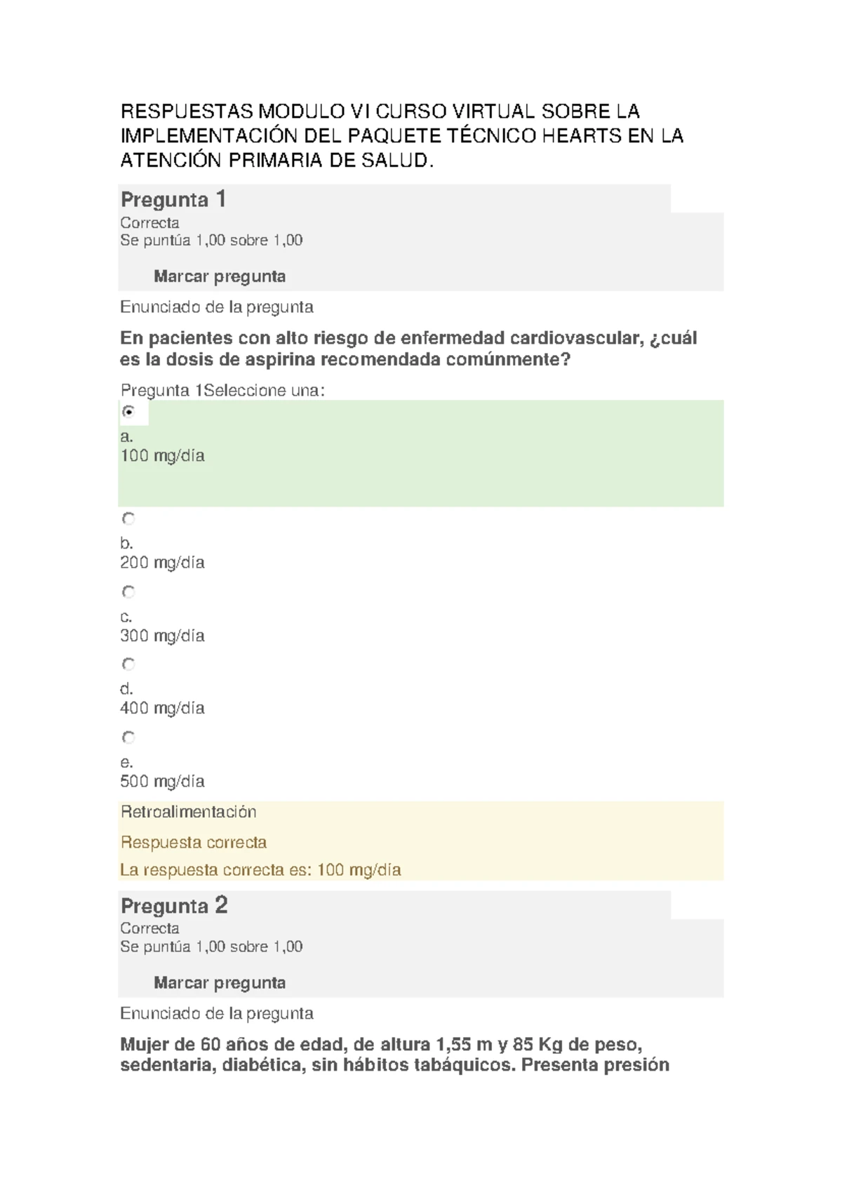 Respuestas Modulo IV Curso Virtual Sobre LA Implementación DEL Paquete Técnico Hearts EN LA ...