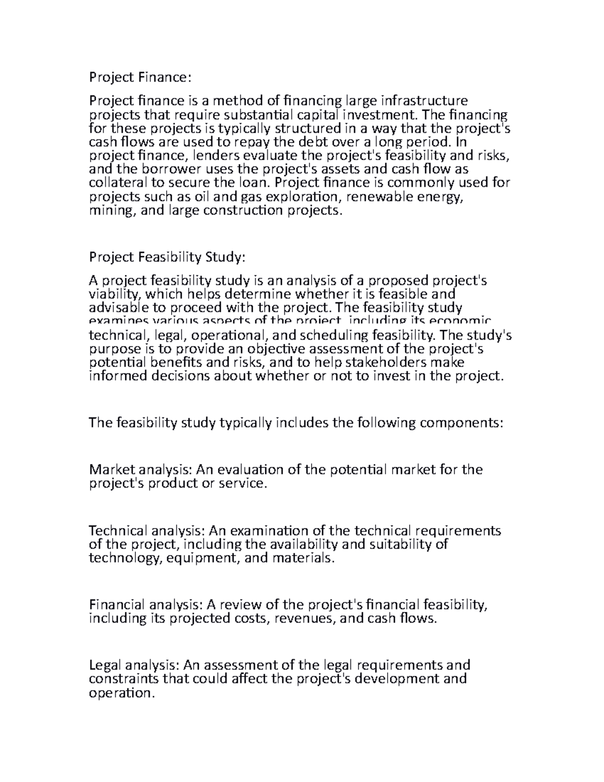 Project finance, project feasibility study , capital investment ...