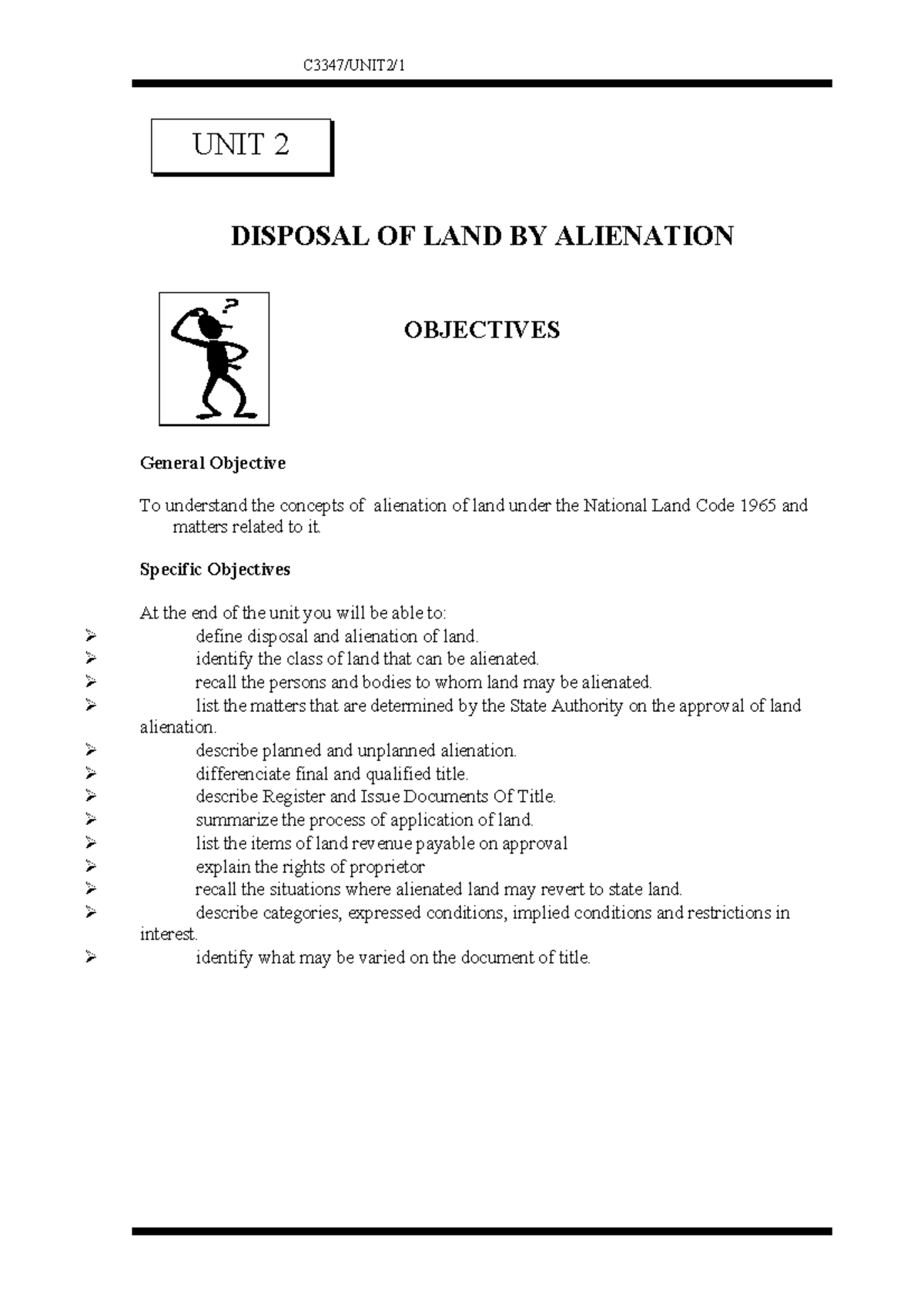 60301315 Unit 2 Disposal OF LAND BY Alienation - DISPOSAL OF LAND BY ...