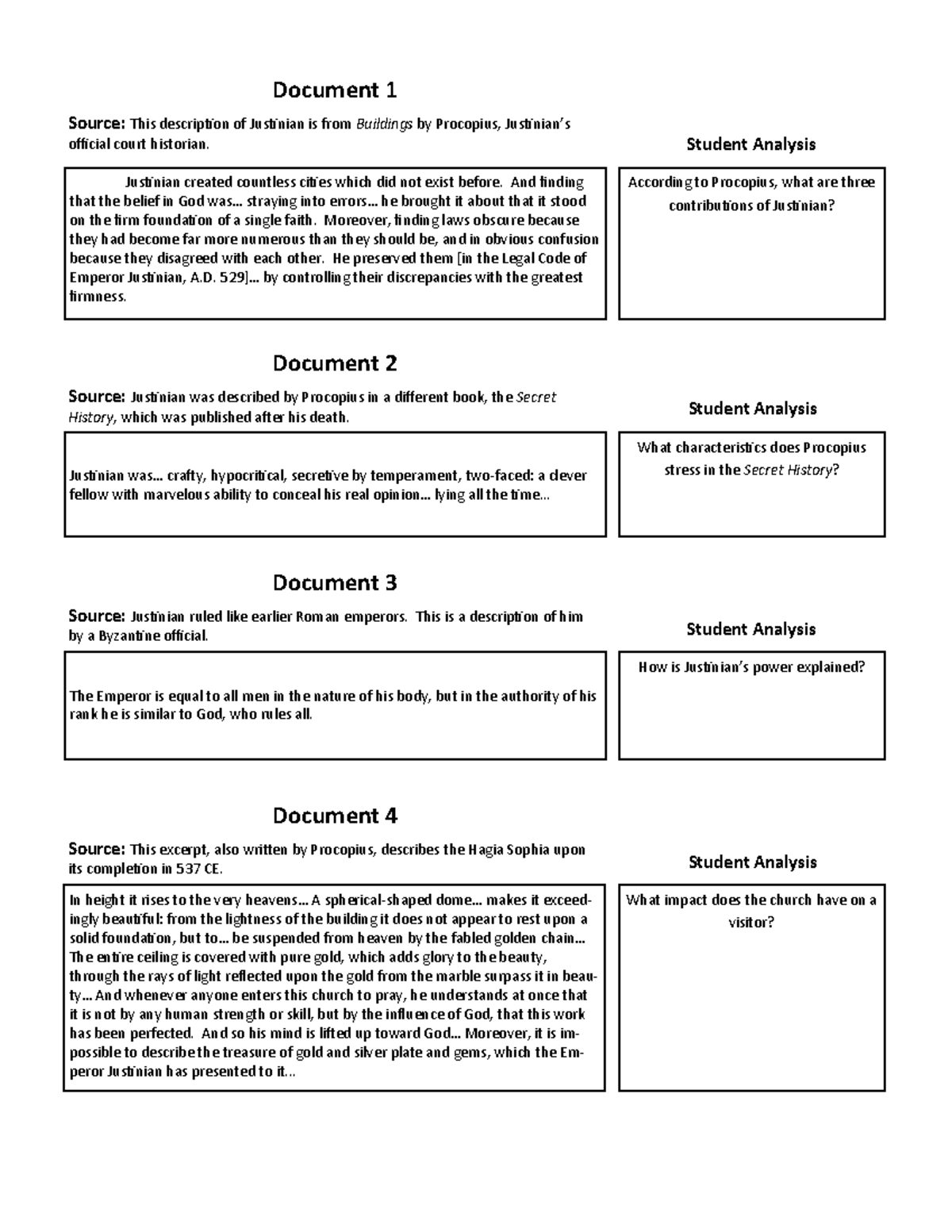 Byzantine Empire Under Justinian - Document 1 Source: Justinian ruled ...