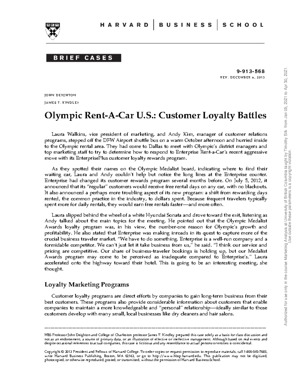 Olympic Case - Tim Silk - - Studocu