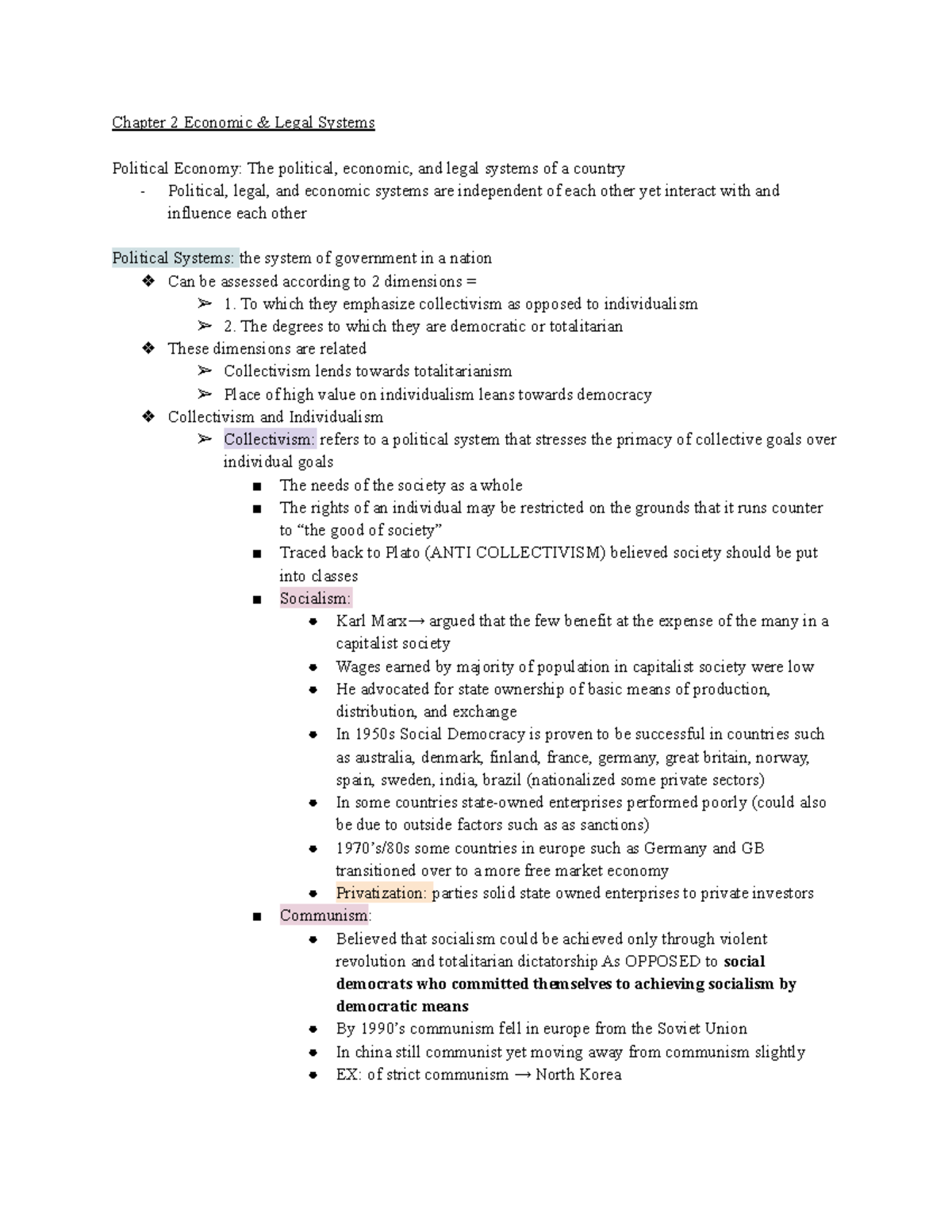 Chapter 2. Economic and Legal Systems - Chapter 2 Economic & Legal ...