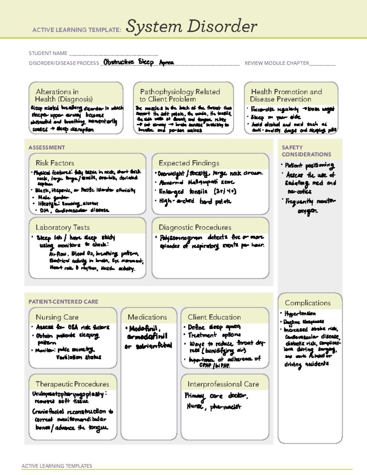 Obstructive sleep apnea - ACTIVE LEARNING TEMPLATES System Disorder ...