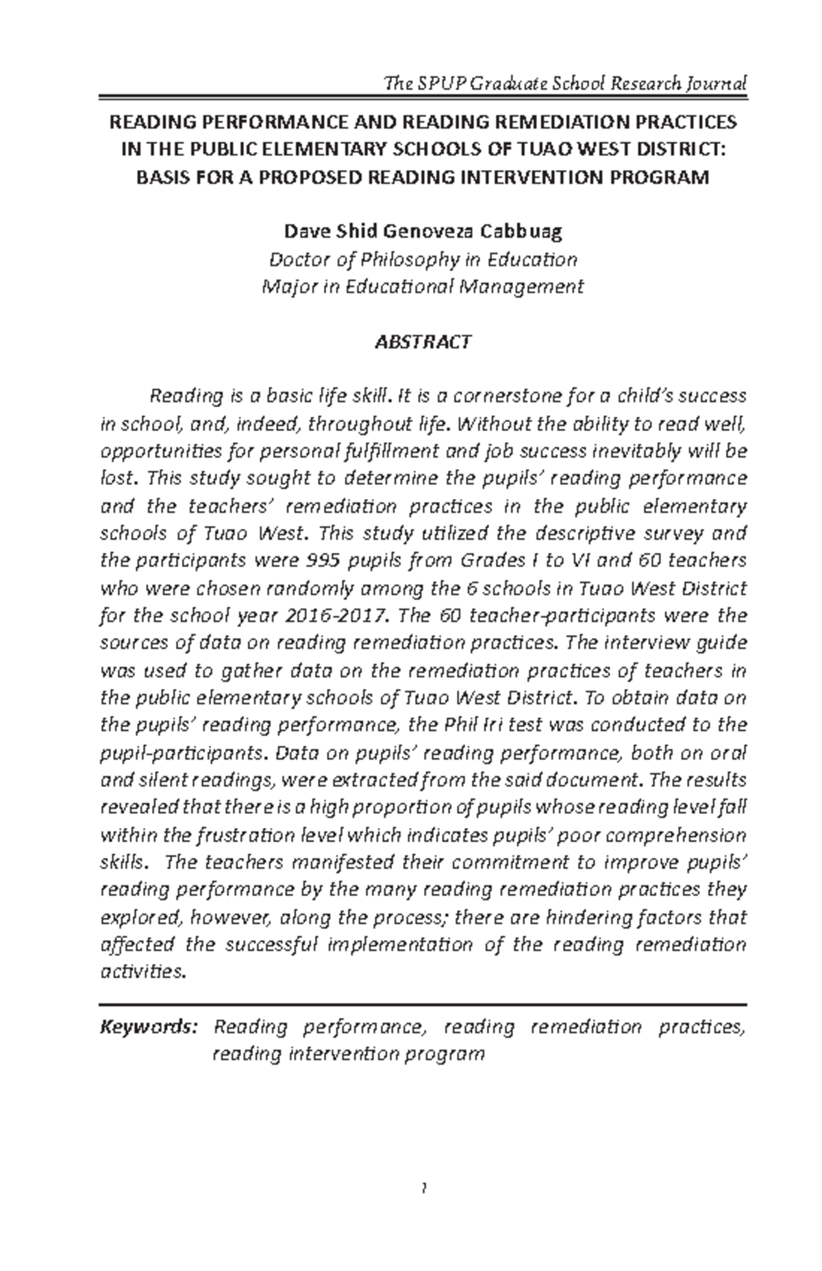 Reading Performance And Reading Remediation Practices Reading Performance And Reading