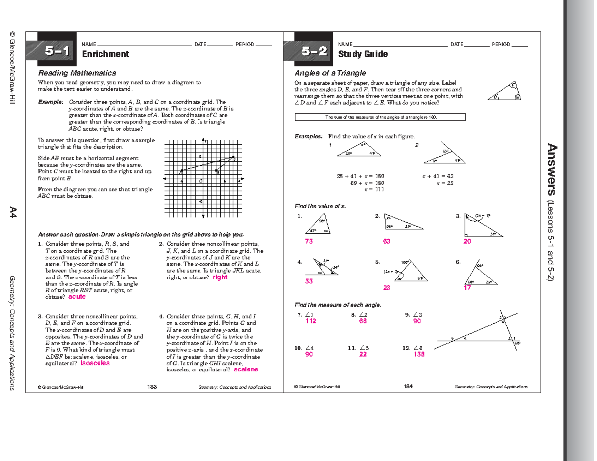 5 - Hsnslsns - © Glencoe/McGraw-Hill A4 Geometry: Concepts and ...