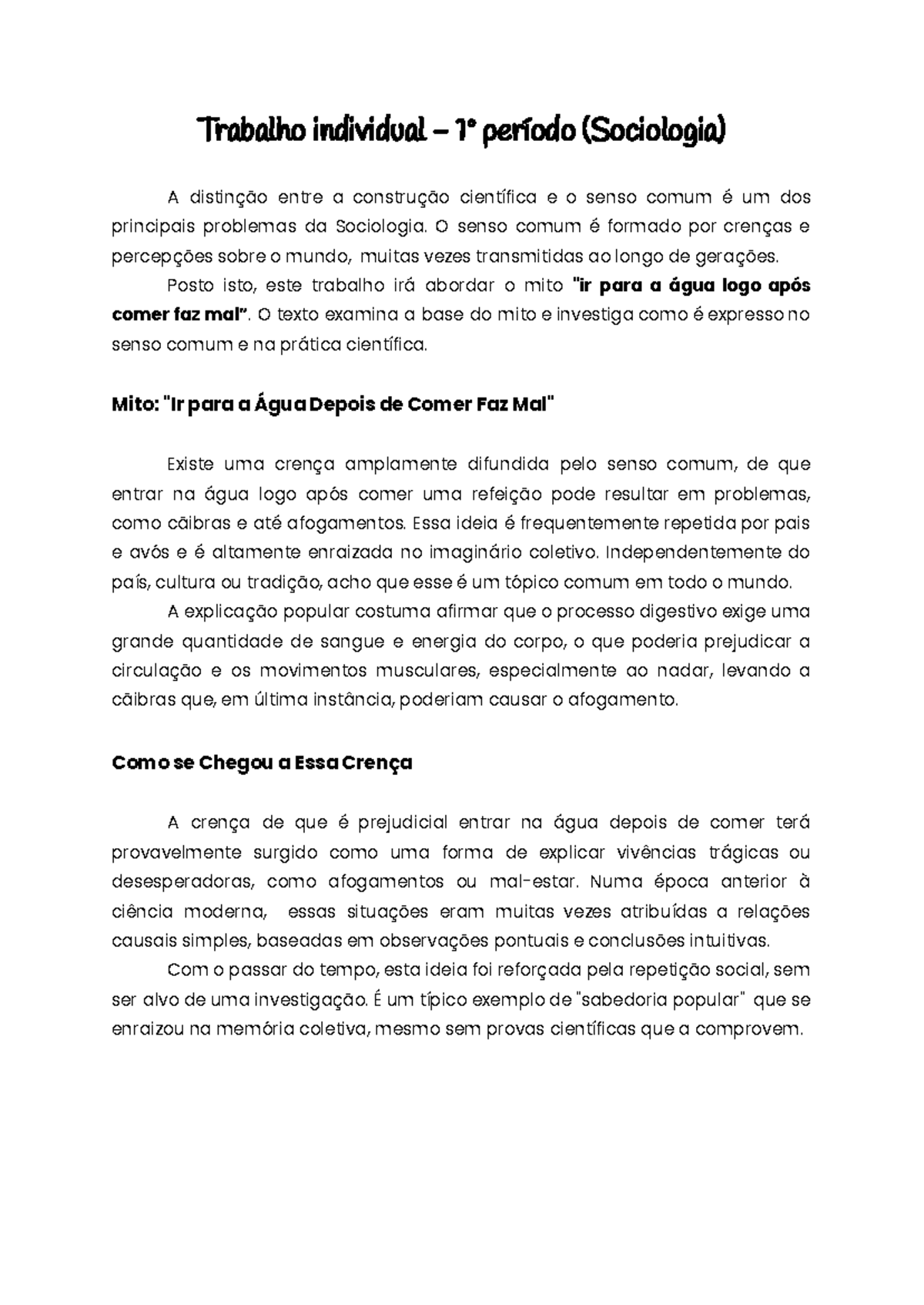 Trabalho individual- 1º período (Sociologia) - Trabalho individual - 1º ...