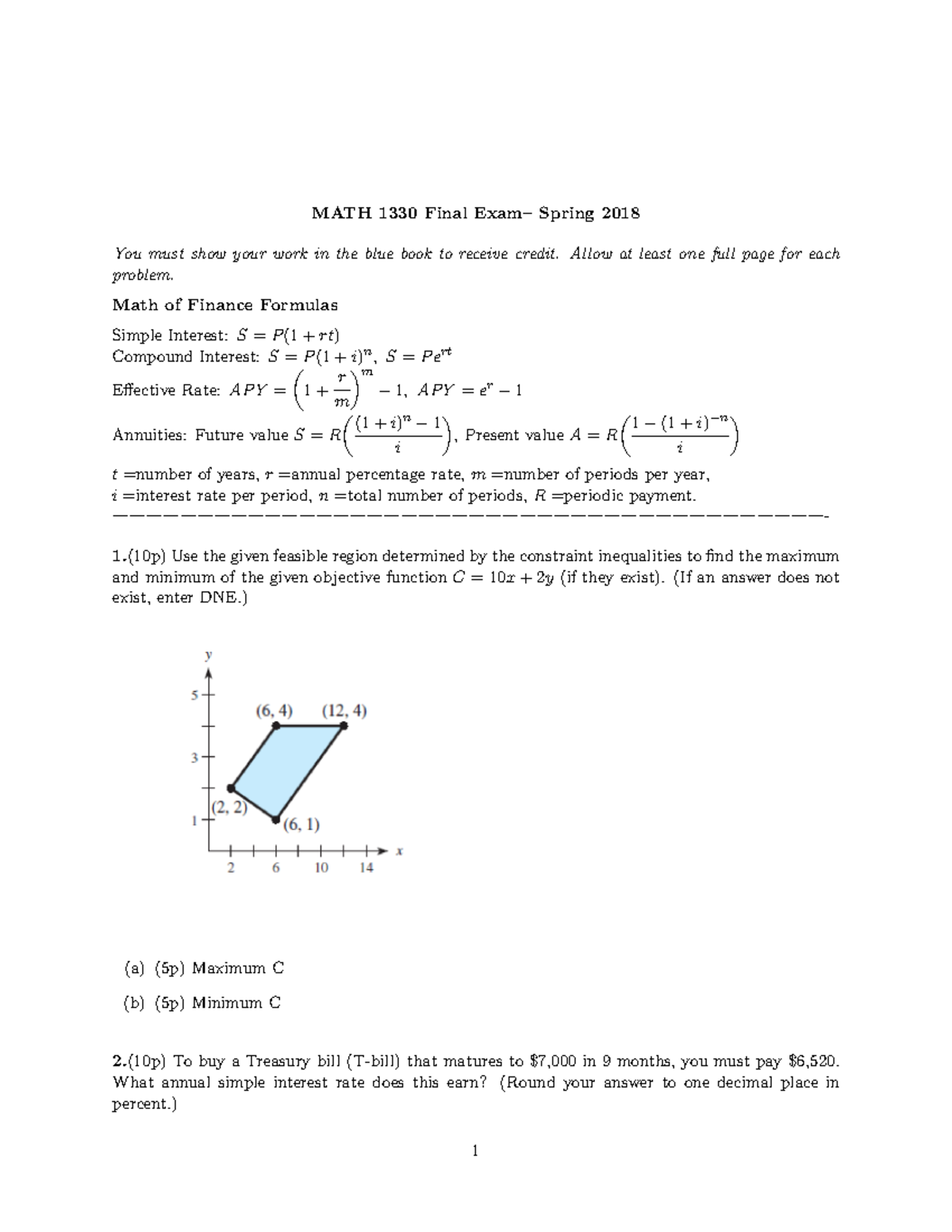 Math1330 2018 Spring - The study material for the business math 1 final ...