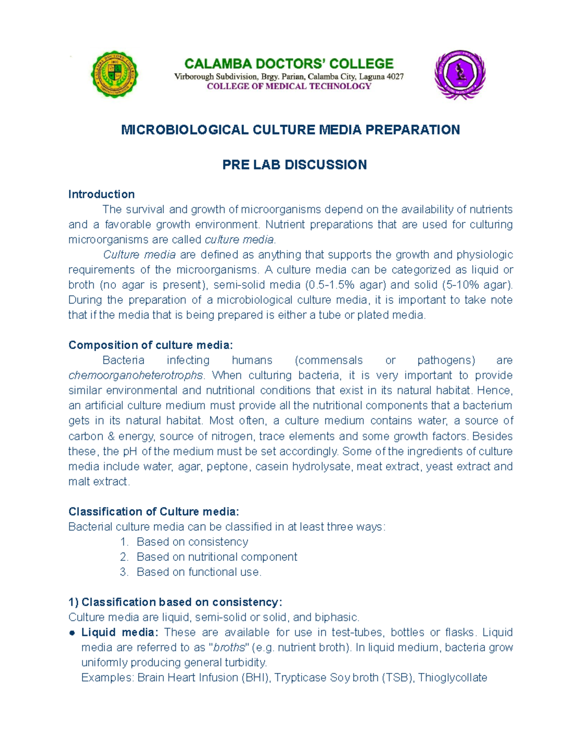 Copy of 10. Media Prep - N/A - MICROBIOLOGICAL CULTURE MEDIA ...