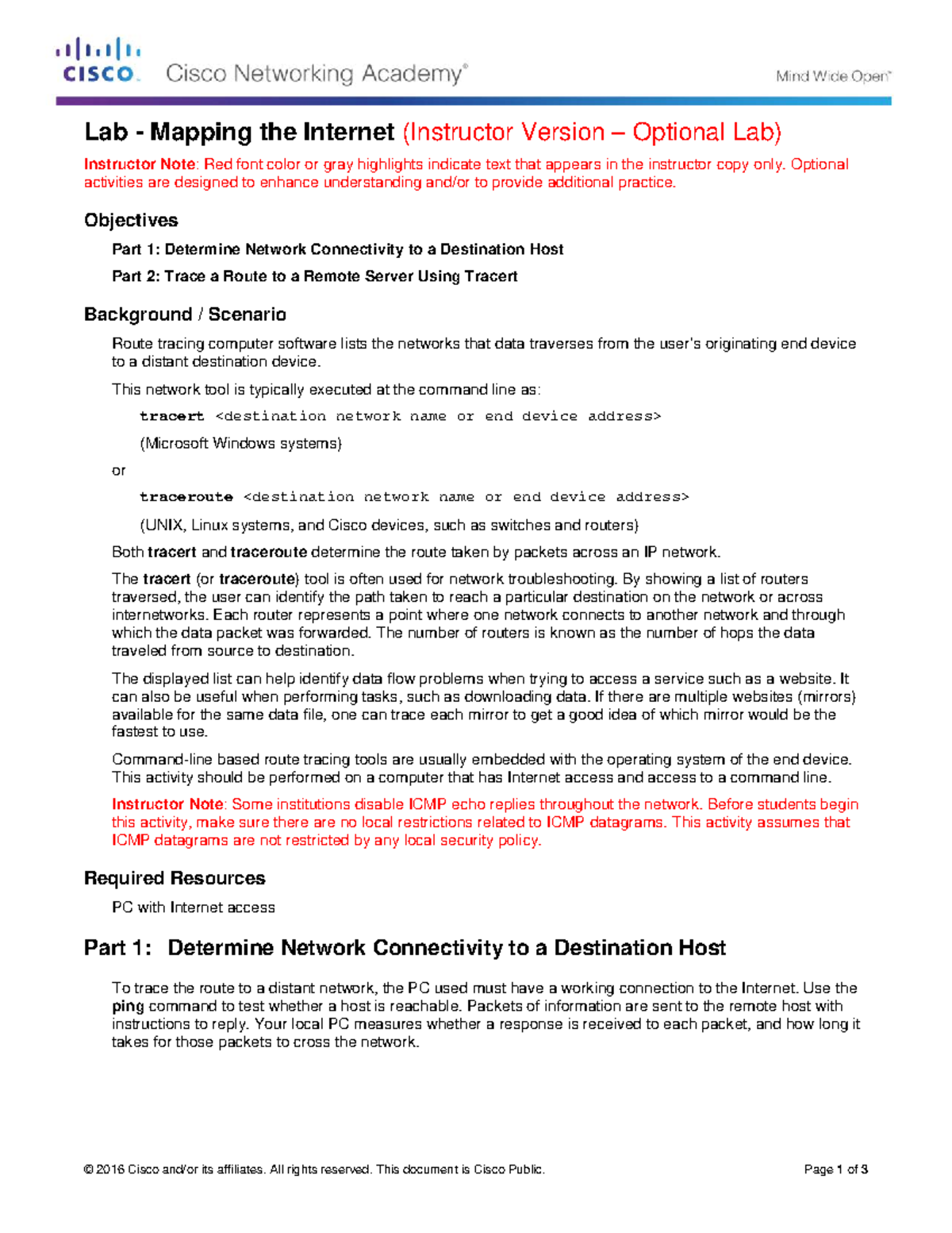 1.1.1.9 Lab - Mapping the Internet - ILM - © 2016 Cisco and/or its ...