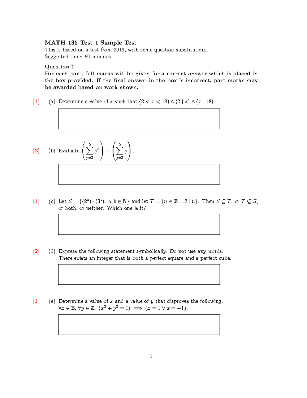 T1-sample-mathsoc -_- MATH 135 Test 1 Sample Test This is based on a ...