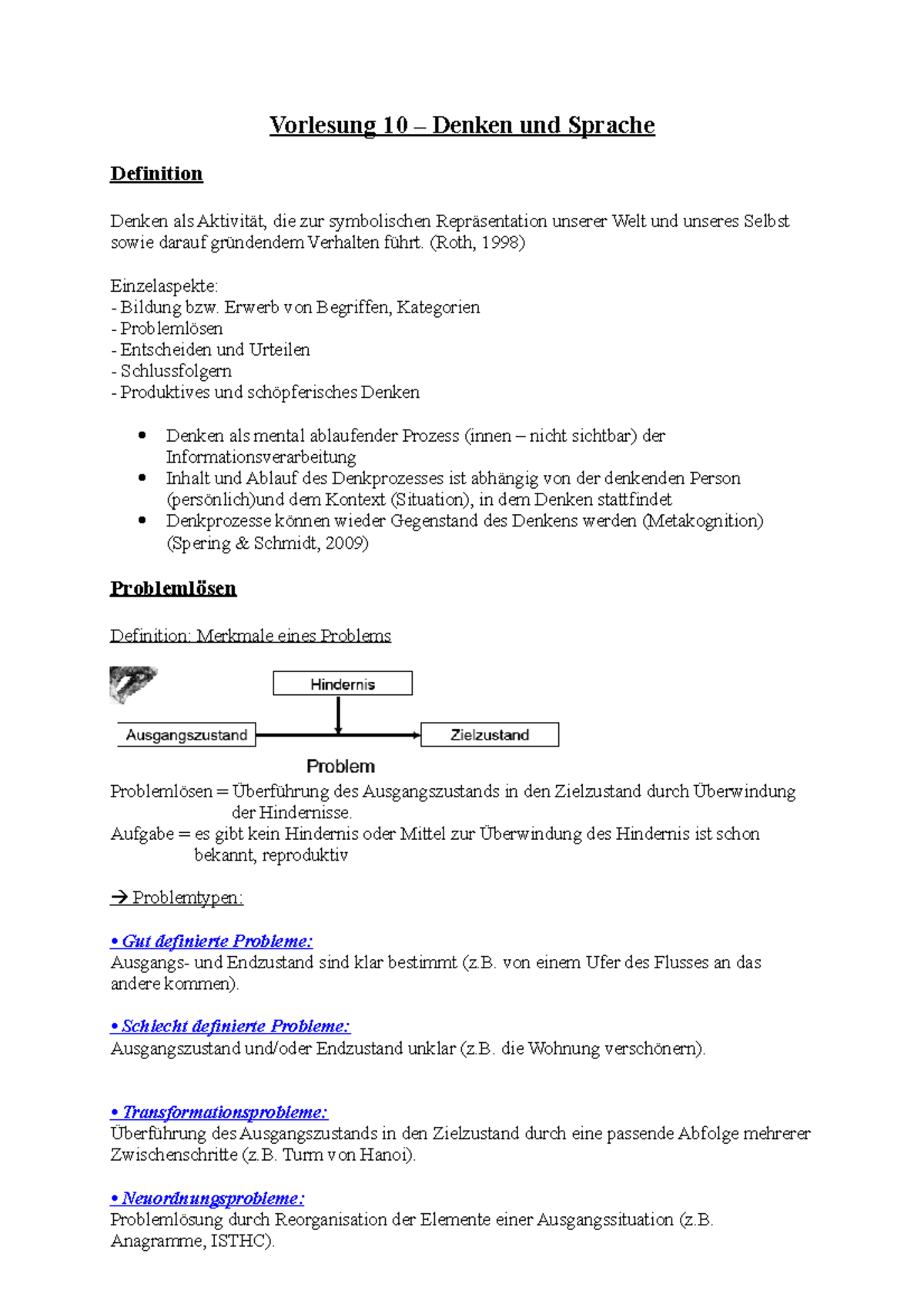 Vorlesung 10 - Denken und Sprache - Vorlesung 10 – Denken und Sprache ...
