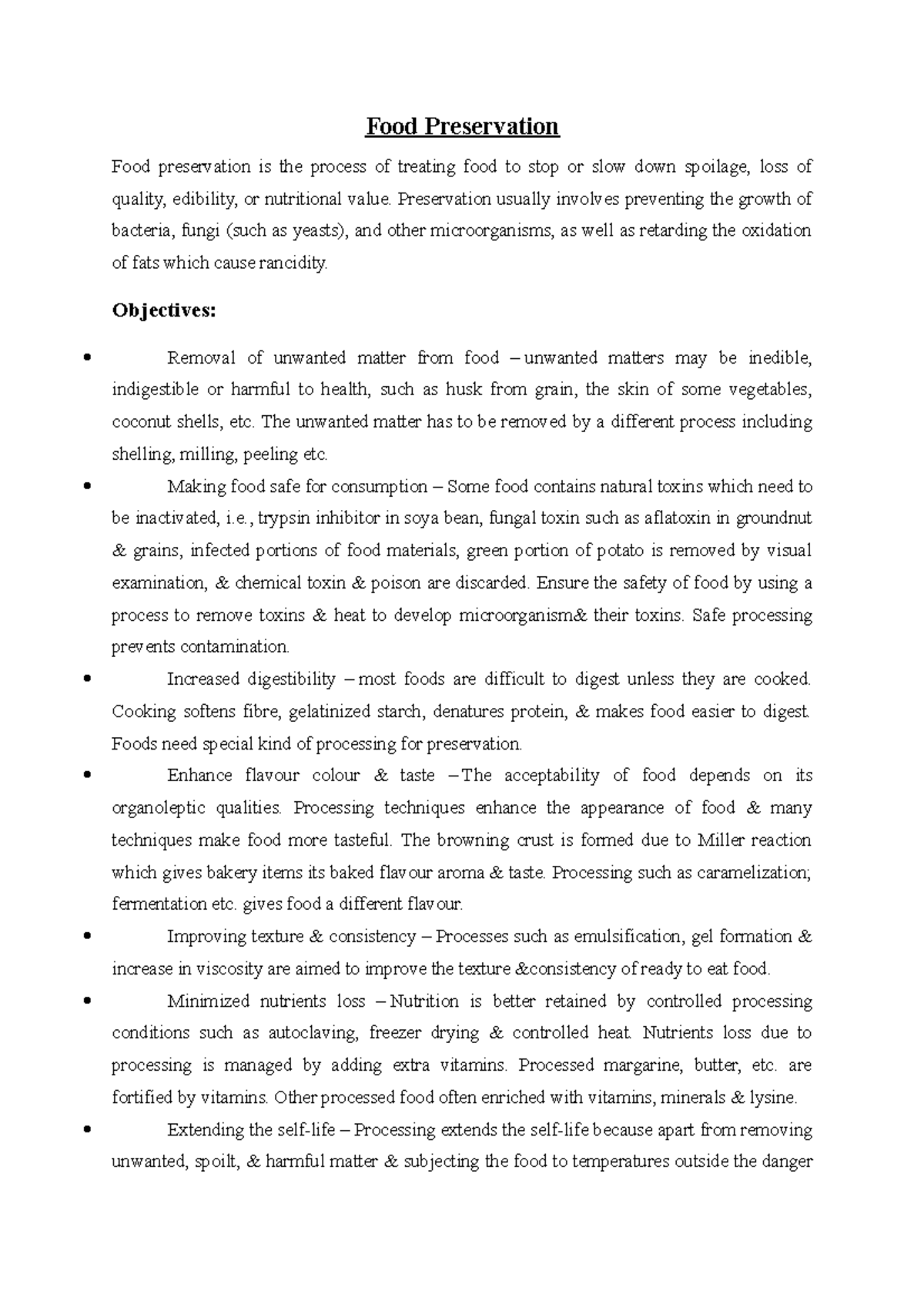 Food Preservation - Food Preservation Food preservation is the process ...