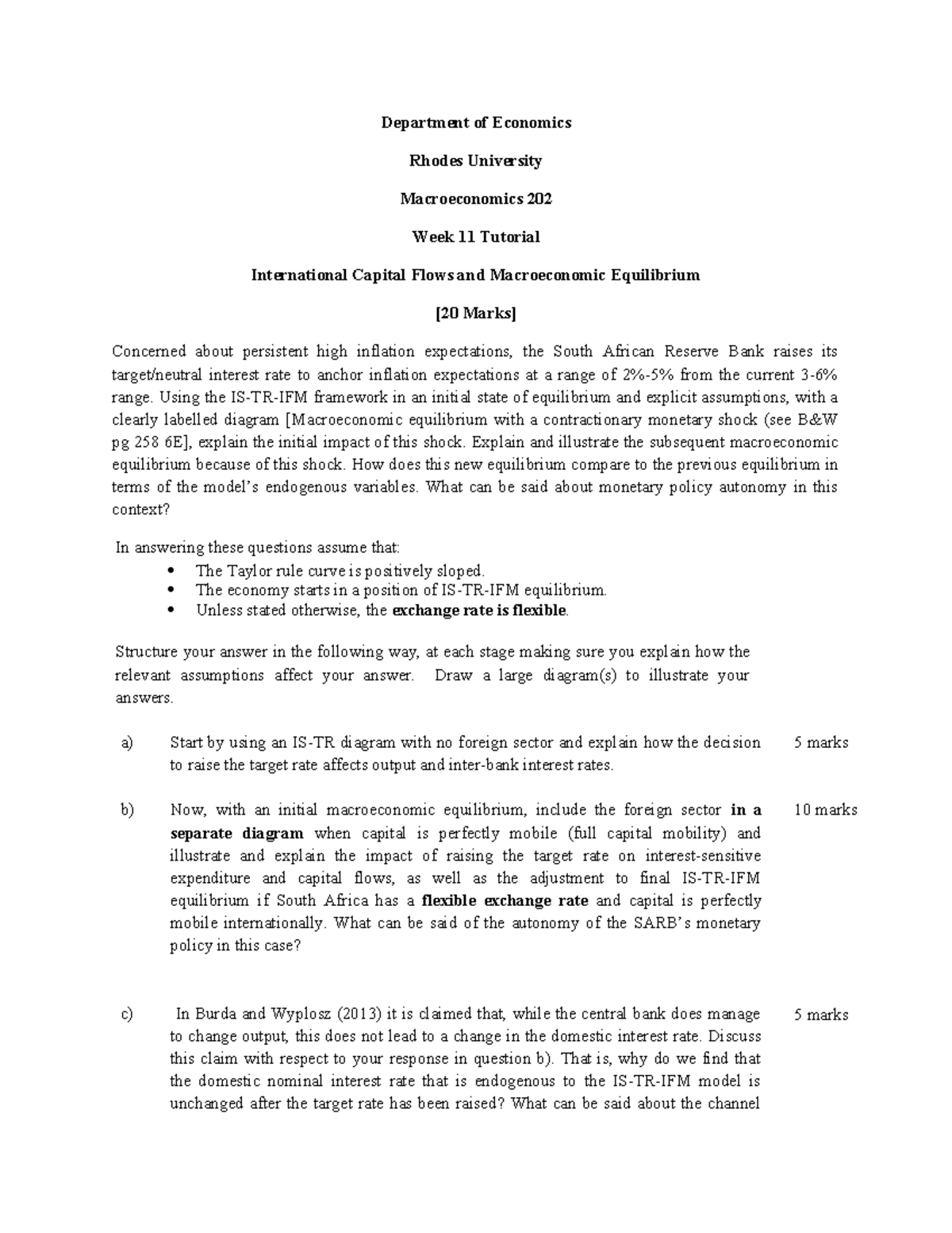 Week 11 Tutorial - International capital flows and market equilibrium ...
