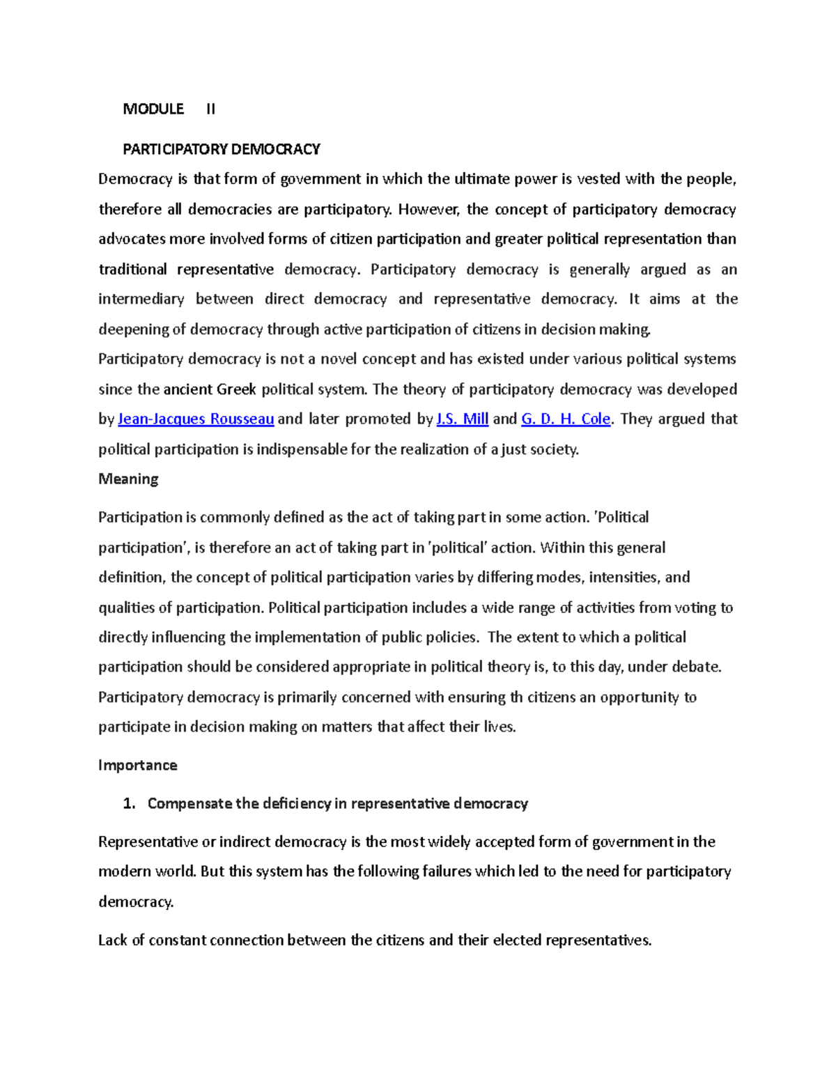 Module 2 sem(5) political science - MODULE II PARTICIPATORY DEMOCRACY ...