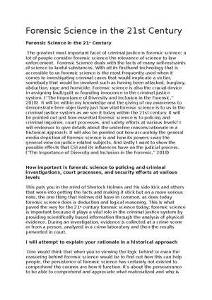 Crime Scenes and Forensic Science Criminology Essay - Crime Scenes and ...