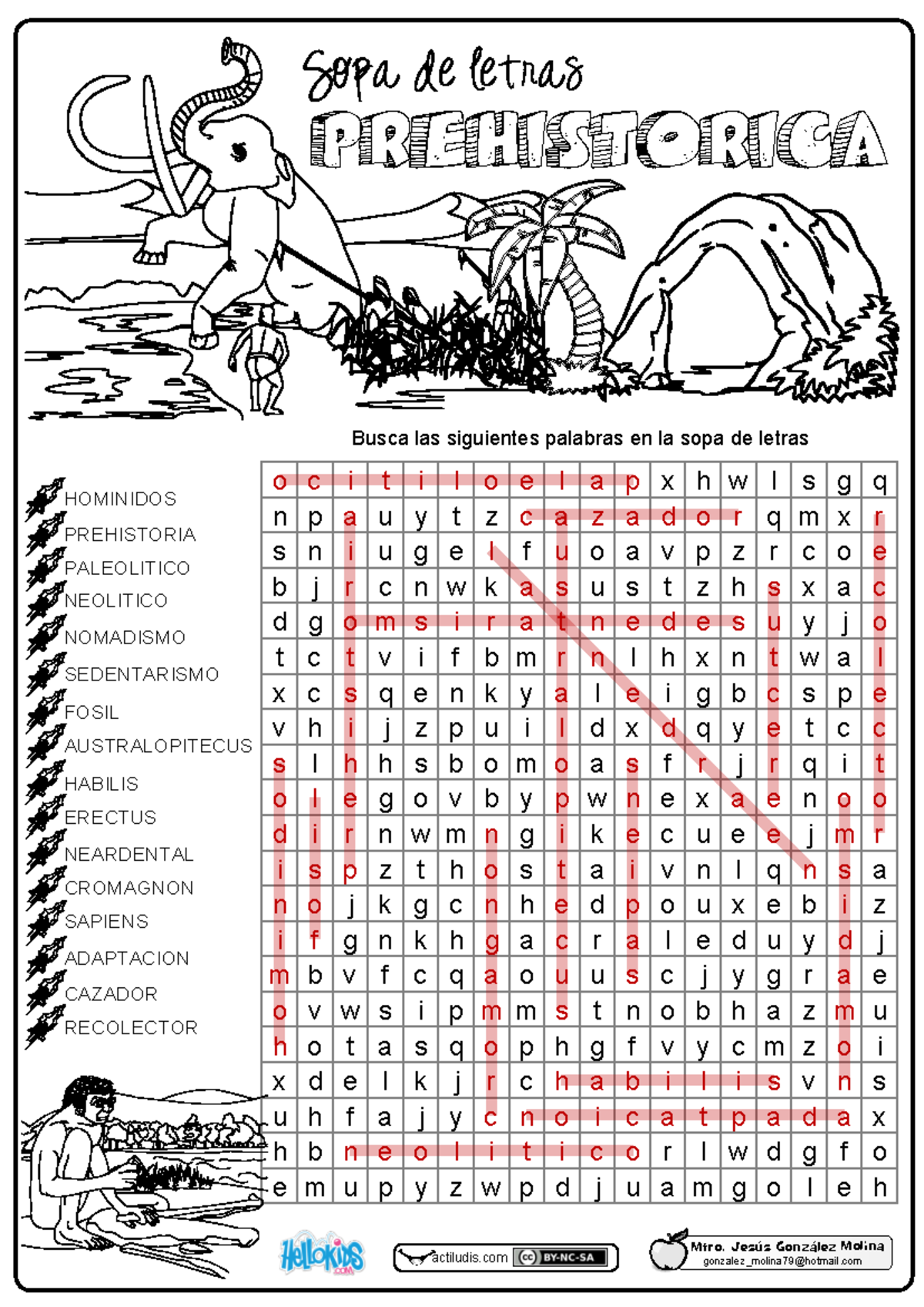 01 Sopa de letras prehistórica Solución - o n s b d t x v s o d i n i m ...