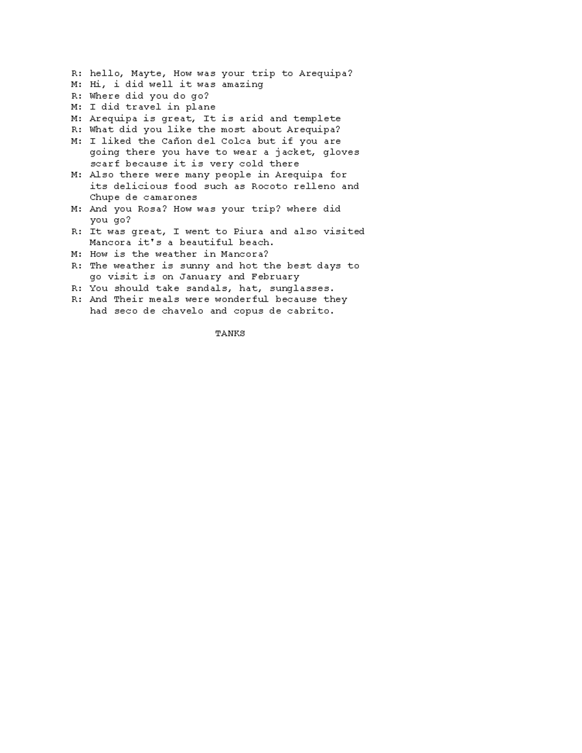 ALP B06 finaly - Proyecto escrito ALP_B06 ICPNA - R: hello, Mayte, How was your trip to Arequipa ...