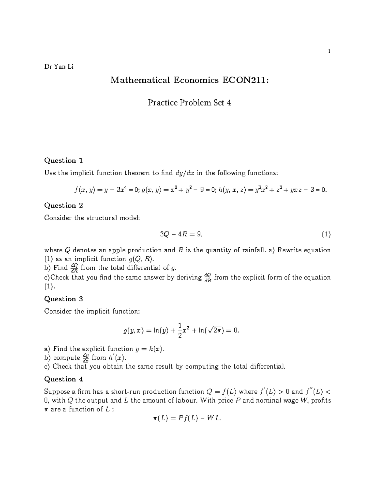 Practice Problem Set 4 - lecture notes From economic histrory 2.2 - 1 ...