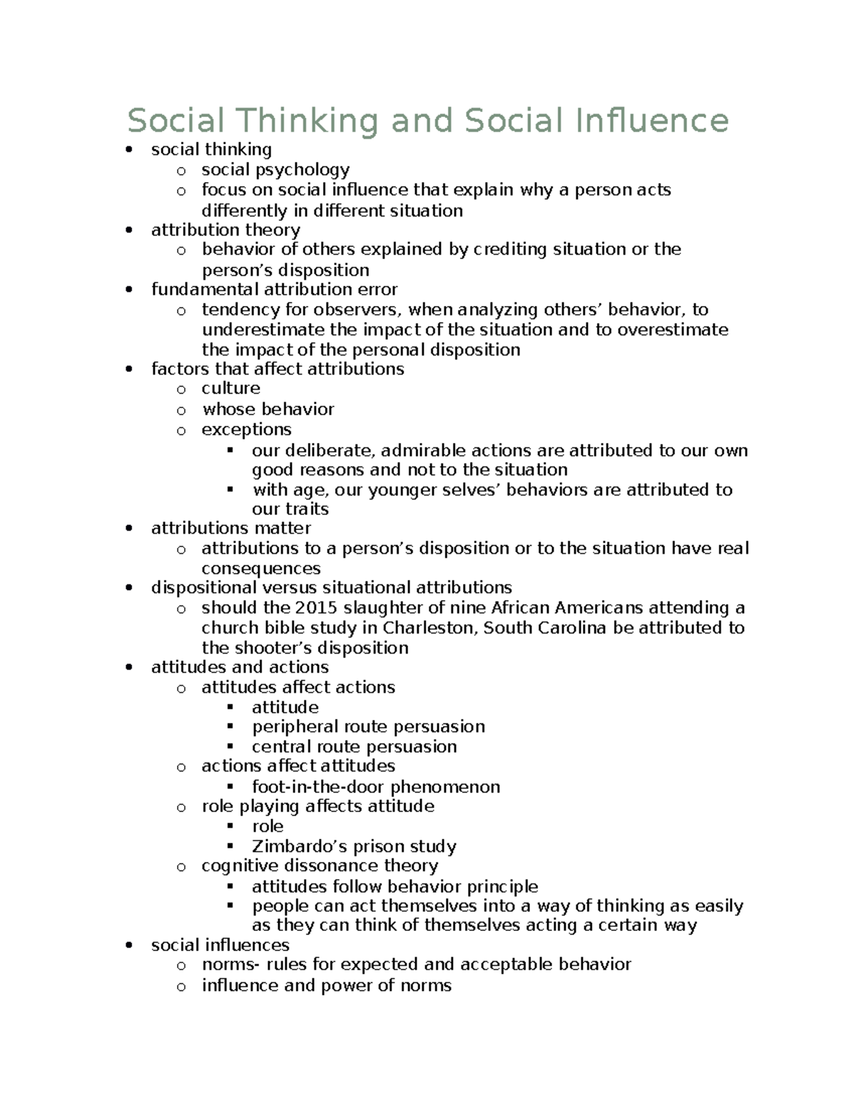 Social Thinking and Social Influence - Studocu