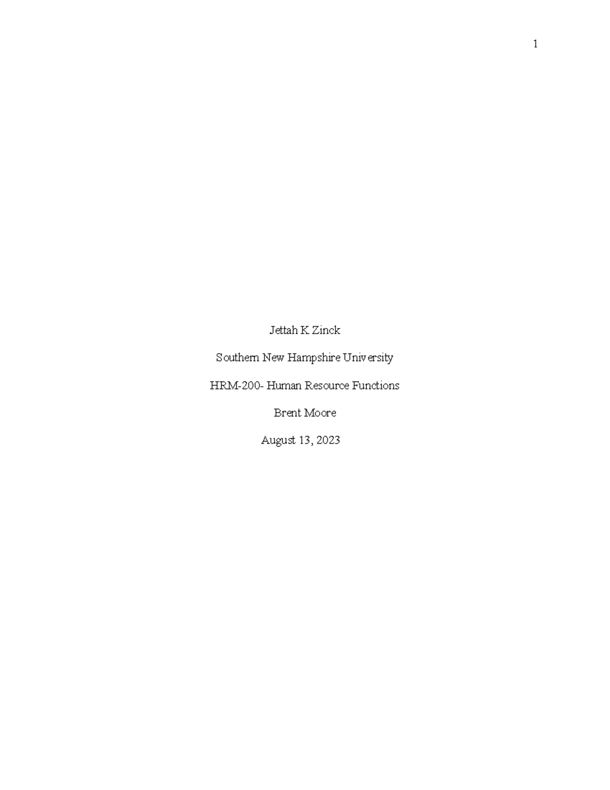 HRM 200 Project Two Template - Jettah K Zinck Southern New Hampshire ...