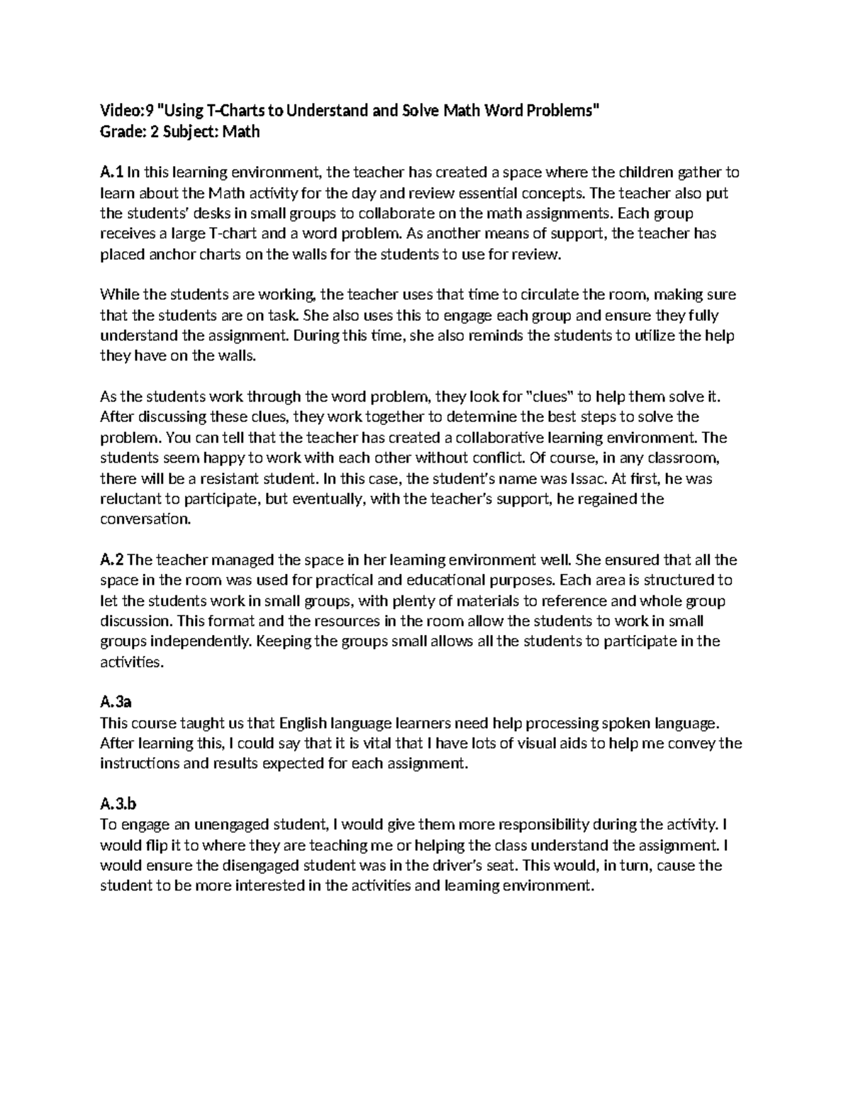 Creating and Managing Learning Enviroments - Video:9 "Using T-Charts to ...