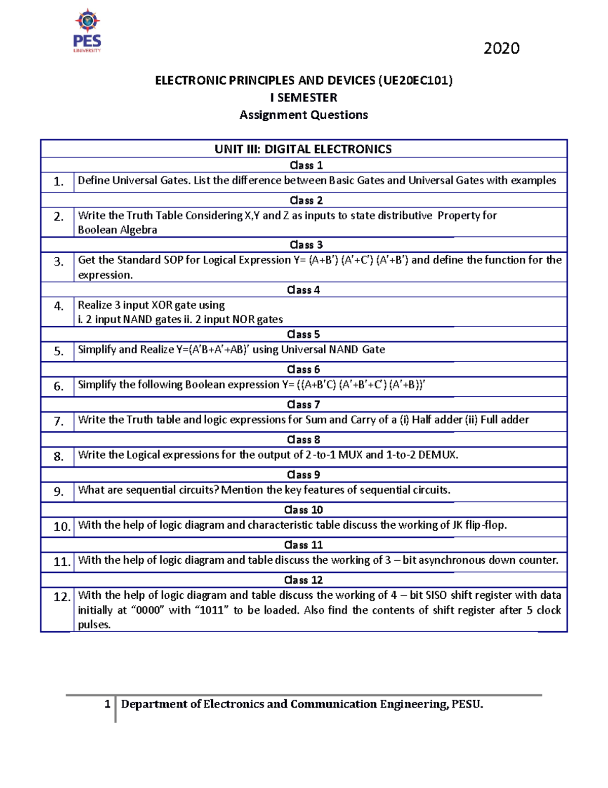 UE20EC101 EPD UNIT3 Assignment Questions 202007 312002 41 - 1 ...